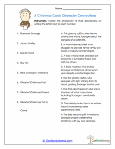 Character Connections Worksheet - Dickens Character Analysis