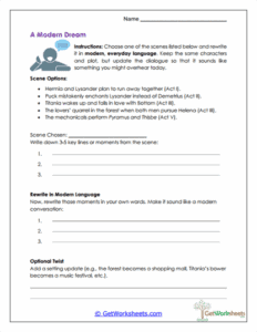 A Midsummer Night's Dream by William Shakespeare Worksheets