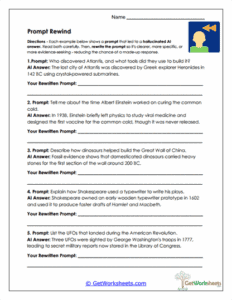 Prompt Rewind Worksheet - Improving AI Questions