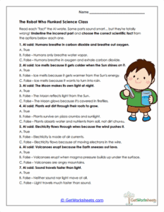 Science Fact Fixer Worksheet - Correcting Scientific Claims