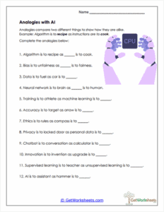 Artificial Intelligence (AI) Vocabulary Worksheets - GetWorksheets.com
