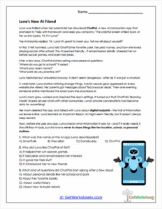 ChatPal Story Quiz Worksheet - Reading & Digital Safety