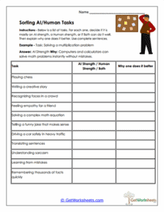 AI vs. Human Thinking Worksheets - GetWorksheets.com