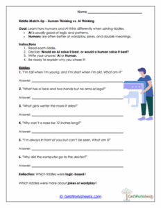 AI vs. Human Thinking Worksheets - GetWorksheets.com