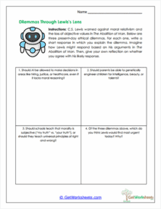 Dilemmas Through Lewis's Lens Worksheet - Ethical Reasoning Today