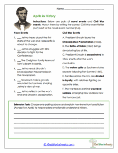 Across Five Aprils by Irene Hunt Worksheets - GetWorksheets.com