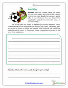 Direct Play Worksheet - Revising Passive Writing for Clarity