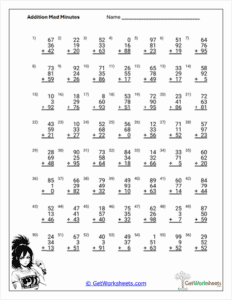 Multi-Digit Addition Sprint Worksheet - Timed Vertical Fluency