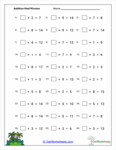 Addition Mad Minute Worksheets - GetWorksheets.com