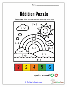 Rainbow Pathways Worksheet - Early Addition with Visual Patterns (Sums ...