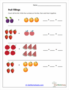 Fruit Picture Addition Worksheet - Visual Math Practice