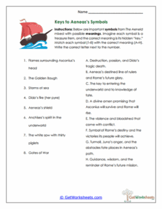 Symbol Match Worksheet - Interpreting Meaning in The Aeneid