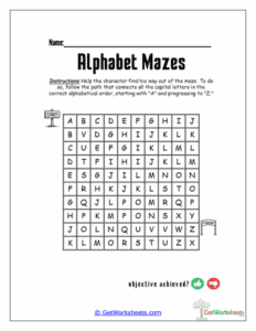 Alphabet Mazes Worksheets - GetWorksheets.com