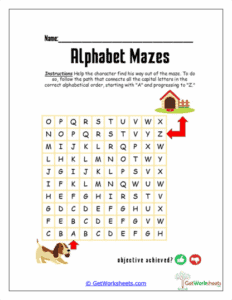 Alphabet Mazes Worksheets - GetWorksheets.com