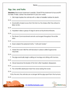 Animal Farm by George Orwell Worksheets - GetWorksheets.com