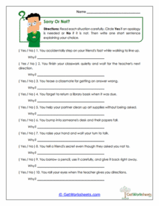 Apologizing and Making Amends Worksheets - GetWorksheets.com