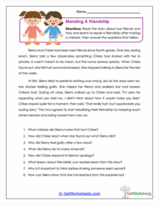 Apologizing and Making Amends Worksheets - GetWorksheets.com