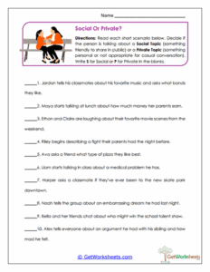 Appropriate Topics of Conversation Worksheets - GetWorksheets.com