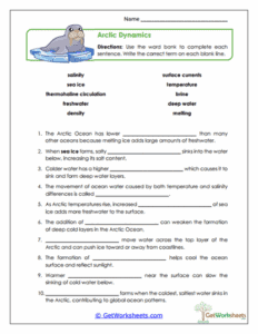 Arctic Dynamics Worksheet - Ocean Science Vocabulary & Water Movement