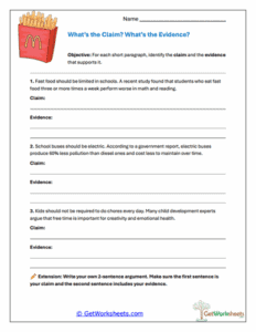 Arguments and Claims Worksheets - GetWorksheets.com