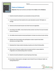 Arguments and Claims Worksheets - GetWorksheets.com