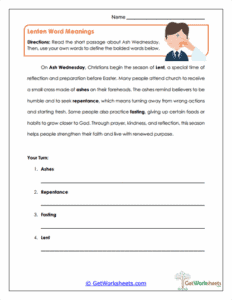 Ash Wednesday Worksheets - GetWorksheets.com