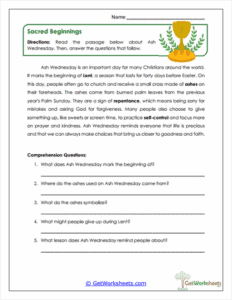 Ash Wednesday Worksheets - GetWorksheets.com