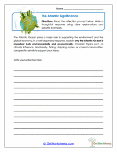 Atlantic Significance Response Worksheet - Geography & Writing
