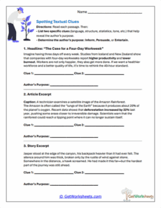 Spotting Textual Clues Worksheet - Author's Purpose Across Genres
