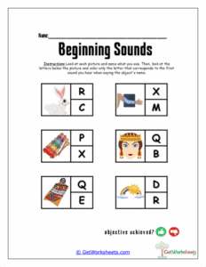 Sound Coloring Q-R Worksheet - Beginning Sounds & Phonics Practice