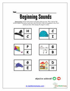 Coloring G-H Beginning Sounds Worksheet - Phonics & Fine Motor Practice