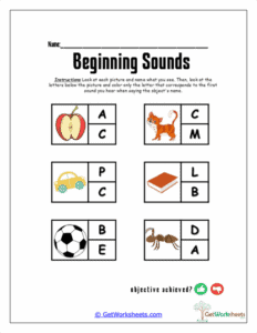 Coloring A-E Beginning Sounds Worksheet - Phonics & Fine Motor Practice