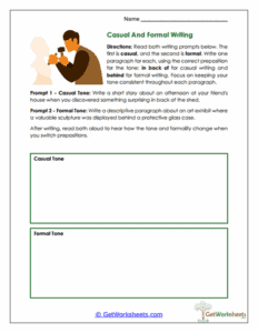 Casual and Formal Writing Worksheet - Tone & Audience Practice