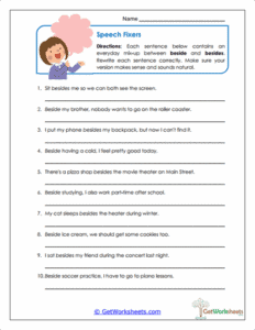 Speech Fixers Worksheet - Editing Common Word Confusions