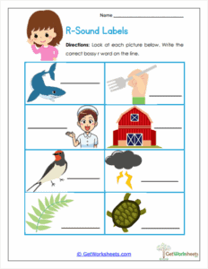 R-Sound Labels Worksheet - Naming with R-Controlled Vowels