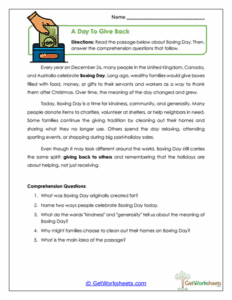 Boxing Day Worksheets - GetWorksheets.com