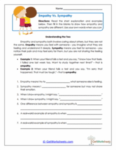 Empathy vs. Sympathy Worksheet - Understanding Emotional Differences