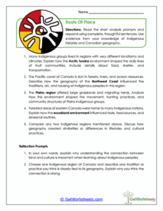 Indigenous Geography Worksheet - Human Adaptation in Canada