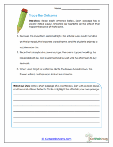 Trace the Outcome Worksheet - One Cause, Multiple Effects