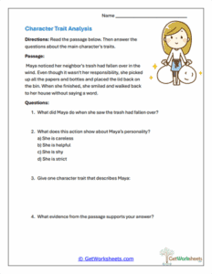 Character Analysis Worksheets - GetWorksheets.com