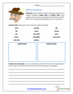 Trait Sorting Worksheet - Inside vs. Outside Character Traits