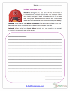 Character Letter Writing Worksheet - Narrative Writing Skills