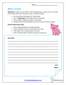 Diary Entry Writing Worksheet - Character Voice Practice