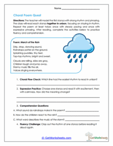 Choral Poem Quest Worksheet - Rhythm, Expression, and Poetry Fluency