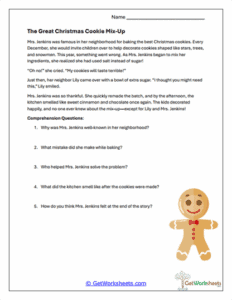 Cookie Mix-Up Worksheet - Holiday Reading Comprehension
