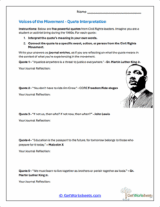 Civil Rights Movement Worksheets - GetWorksheets.com