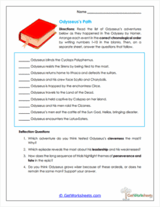 Odyssey Chronology Worksheet - Sequencing an Epic Journey