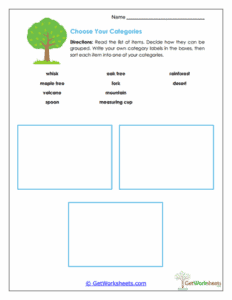 Create Categories Worksheet - Designing Classification Systems