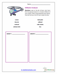 Classifying and Categorizing Information Worksheets
