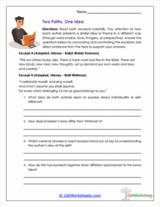 Comparing Perspectives Worksheet - Individuality & Self-Reliance